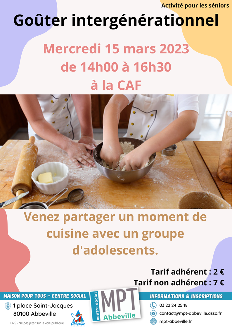 Vivons retraite : goûter intergénérationnel - Maison pour Tous - Centre ...