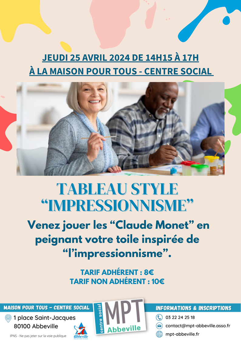 Tableau style "impressionnisme" - Maison pour Tous - Centre Social ...